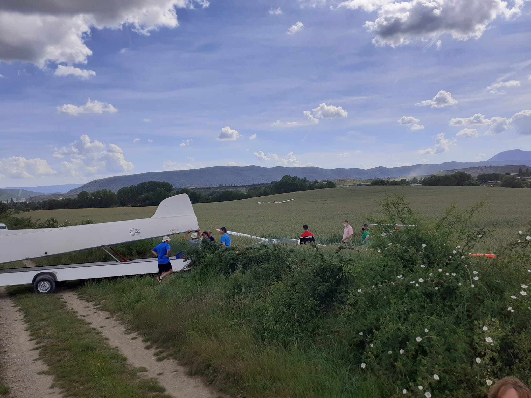 Dos aviones sin motor realizan un aterrizaje forzoso en un campo de ...